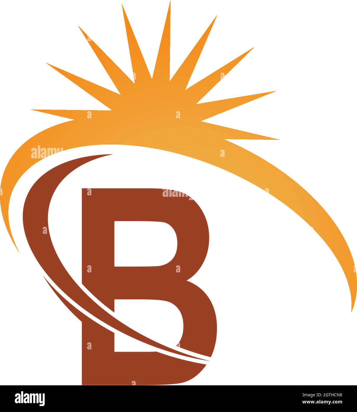 Letter B with sun ray icon logo design template illustration Stock ...