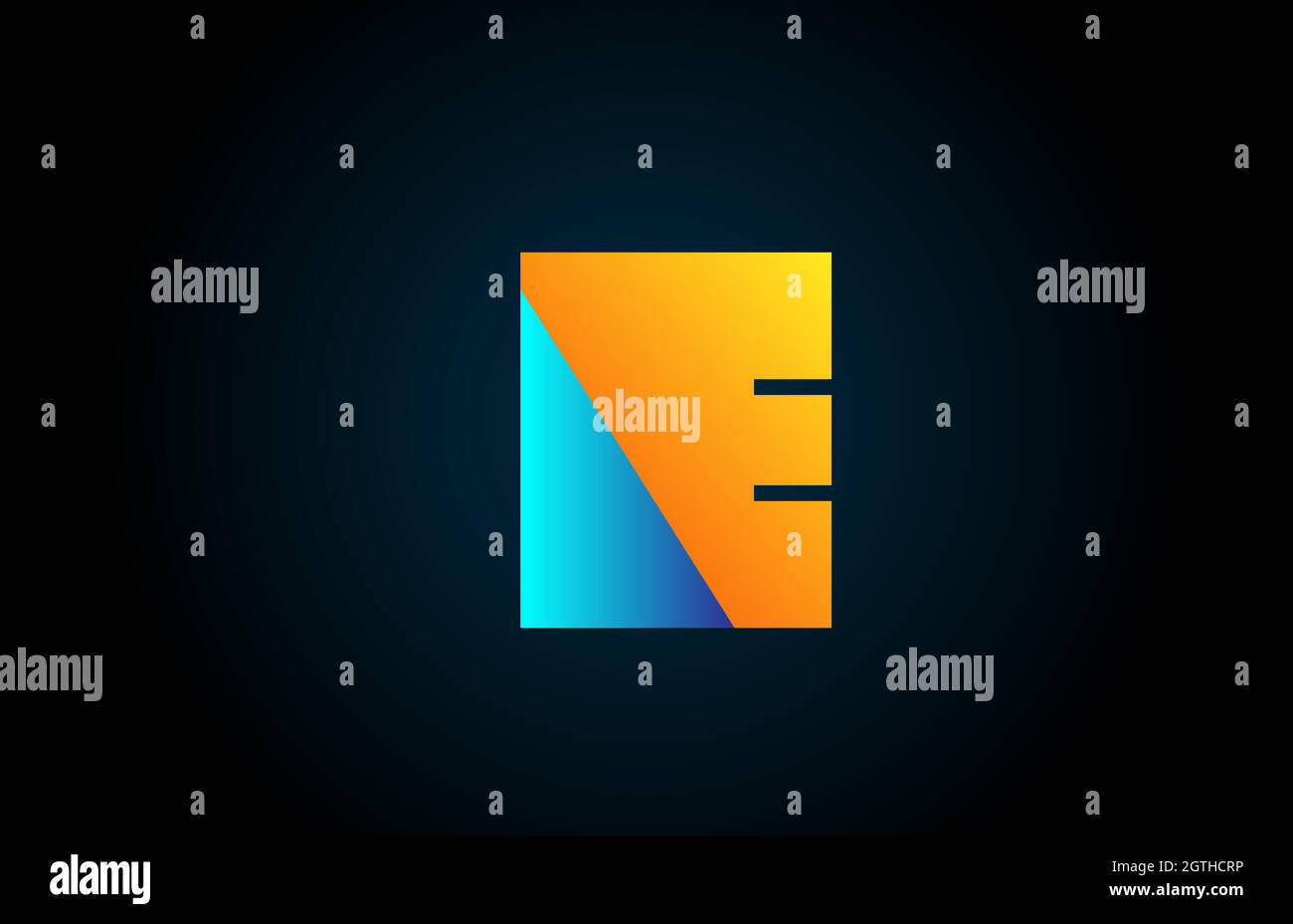 blue yellow E alphabet letter icon logo for company and business ...