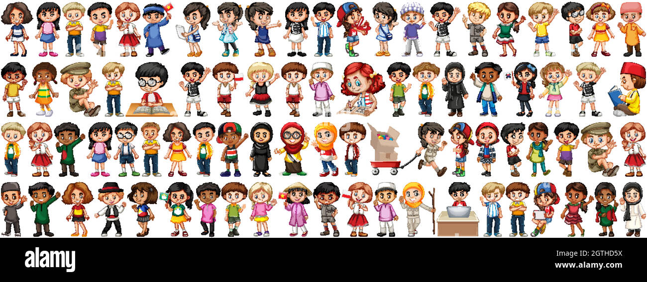 Children with different nationalities on white background Stock Vector ...