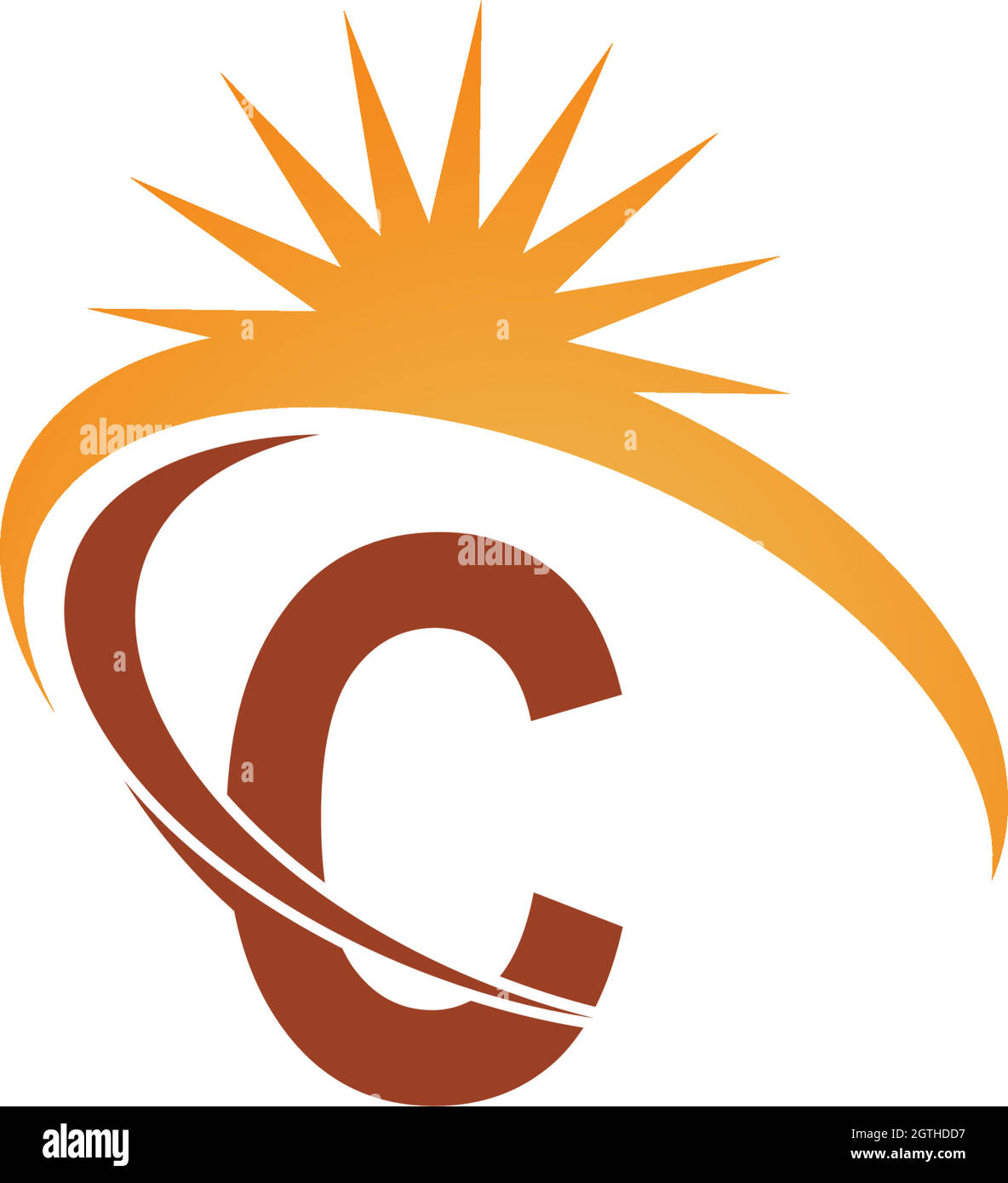 Letter C with sun ray icon logo design template illustration Stock ...