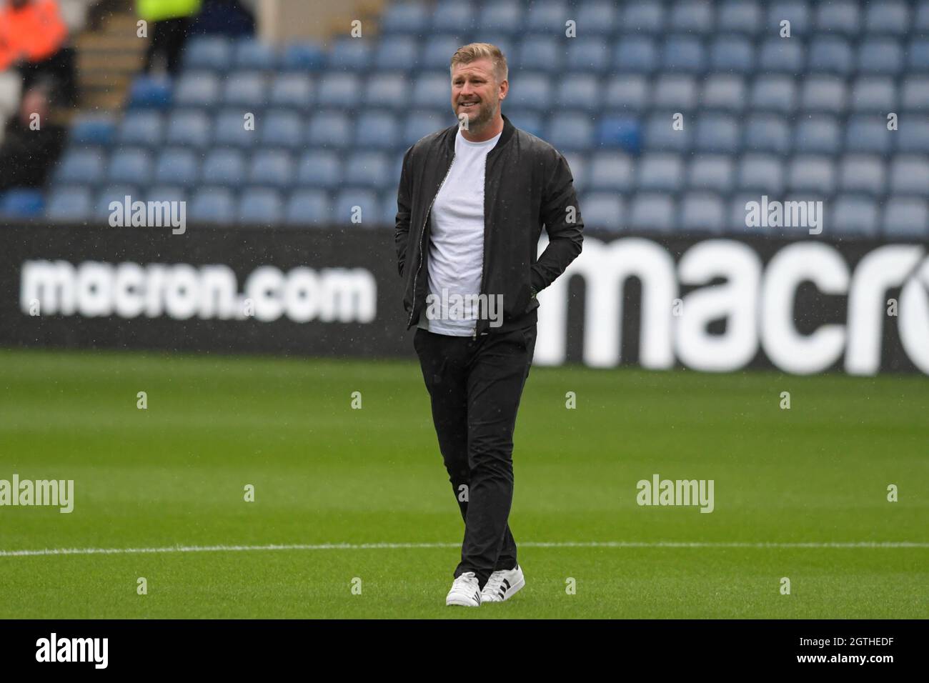 Karl Robinson manager of Oxford United inspects the pitch before the ...