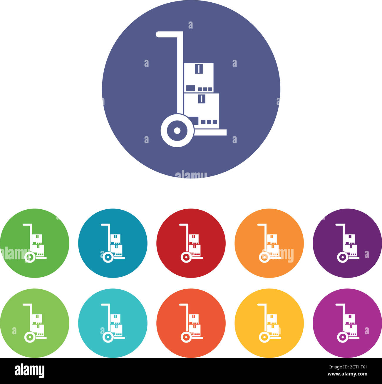 Hand cart with cardboards set icons Stock Vector Image & Art - Alamy