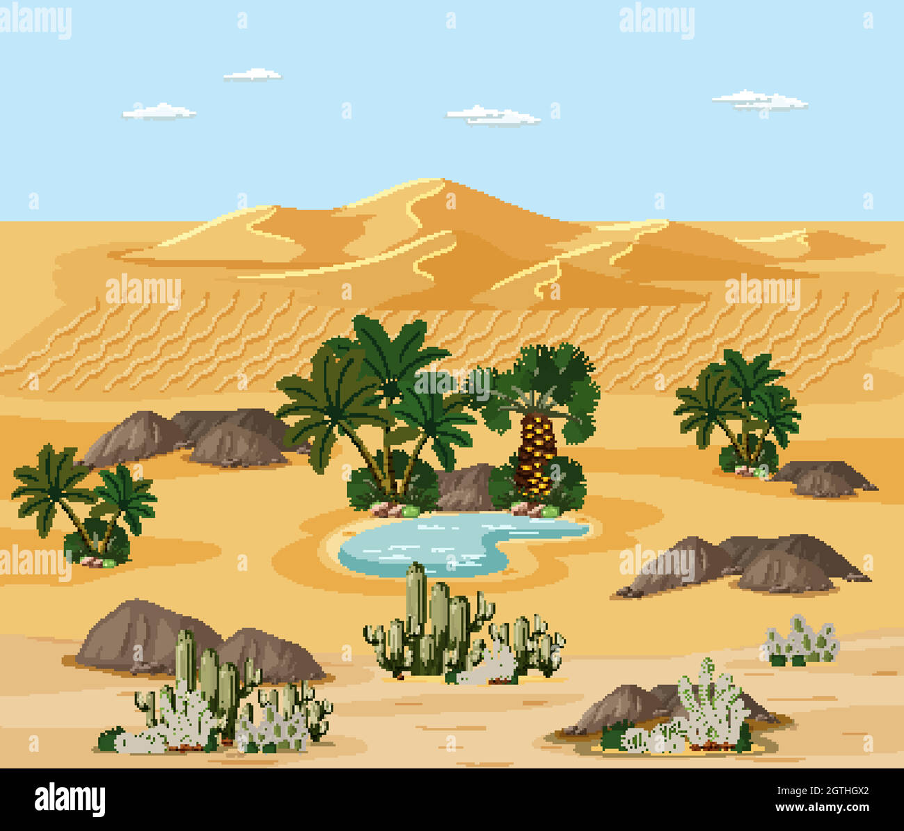 Desert landscape with nature tree elements scene Stock Vector Image ...