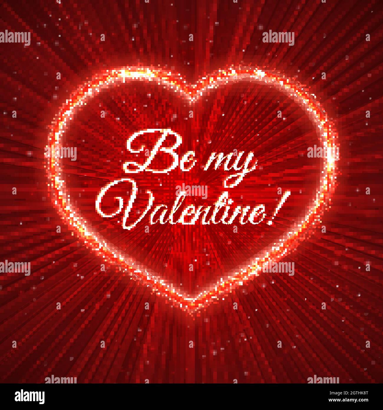 Be my Valentine Red Valentine s day greeting card with sparkling heart ...