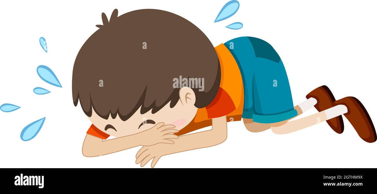 Little boy crying alone Stock Vector Image & Art - Alamy