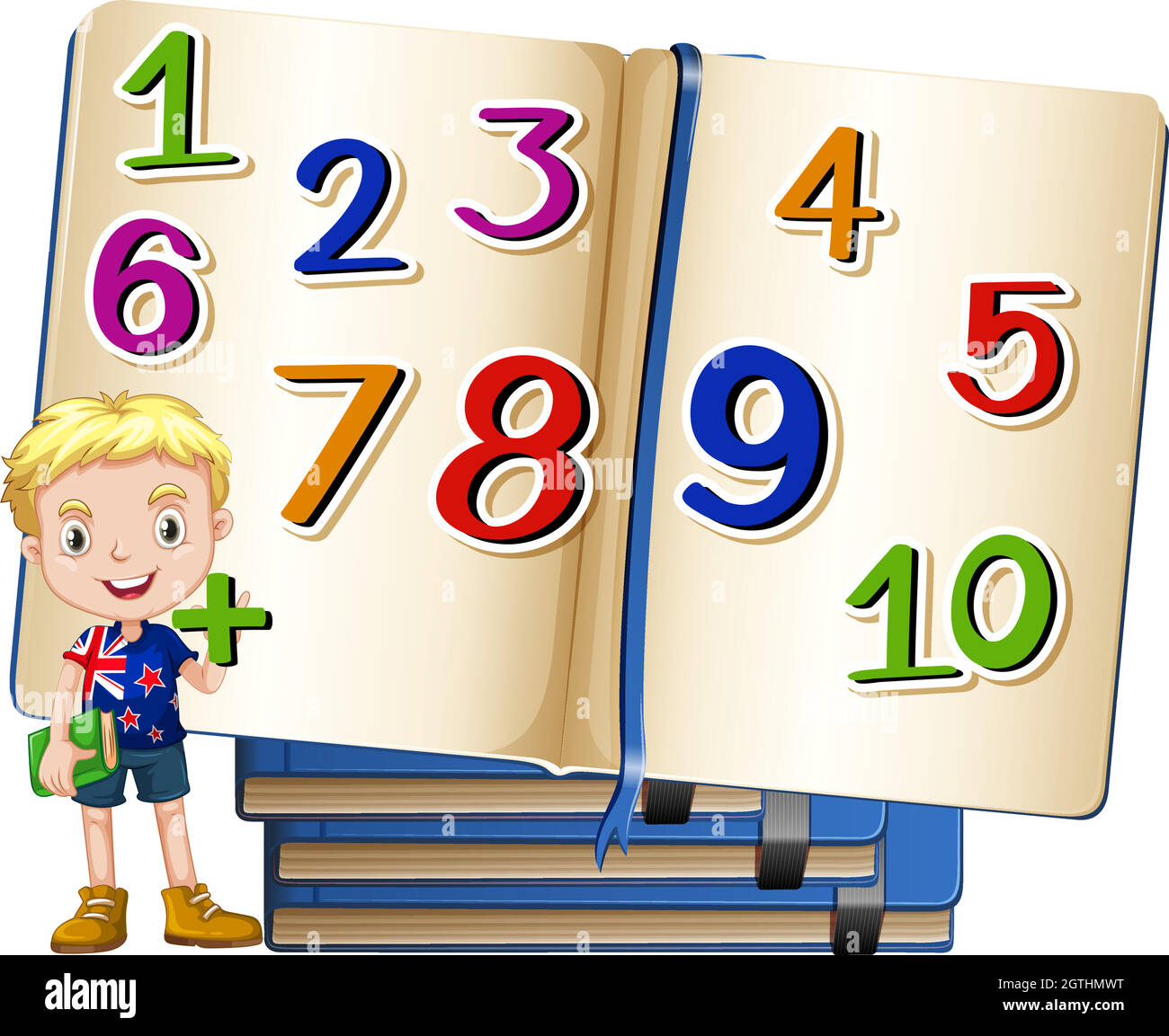 Boy and numbers in book Stock Vector Image & Art - Alamy