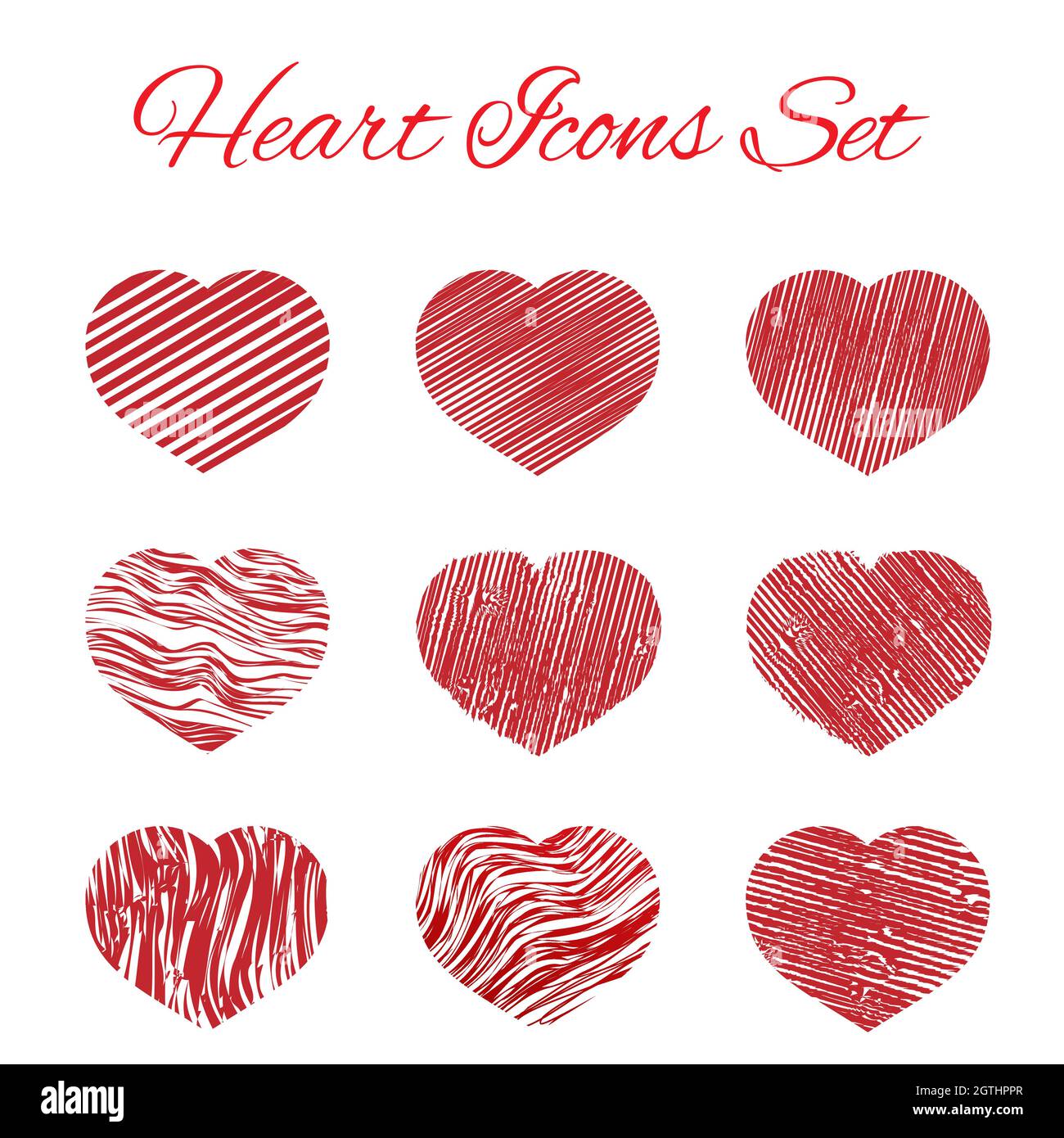 Heart icons set. Hand drawing style vector illustration. Valentine s ...
