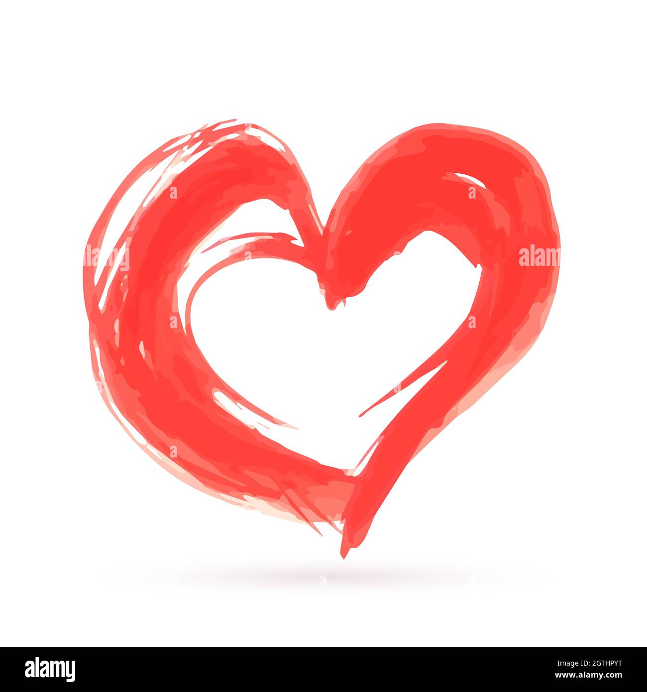 Hand painted red heart. Watercolor or acrylic painting effect. Brush ...