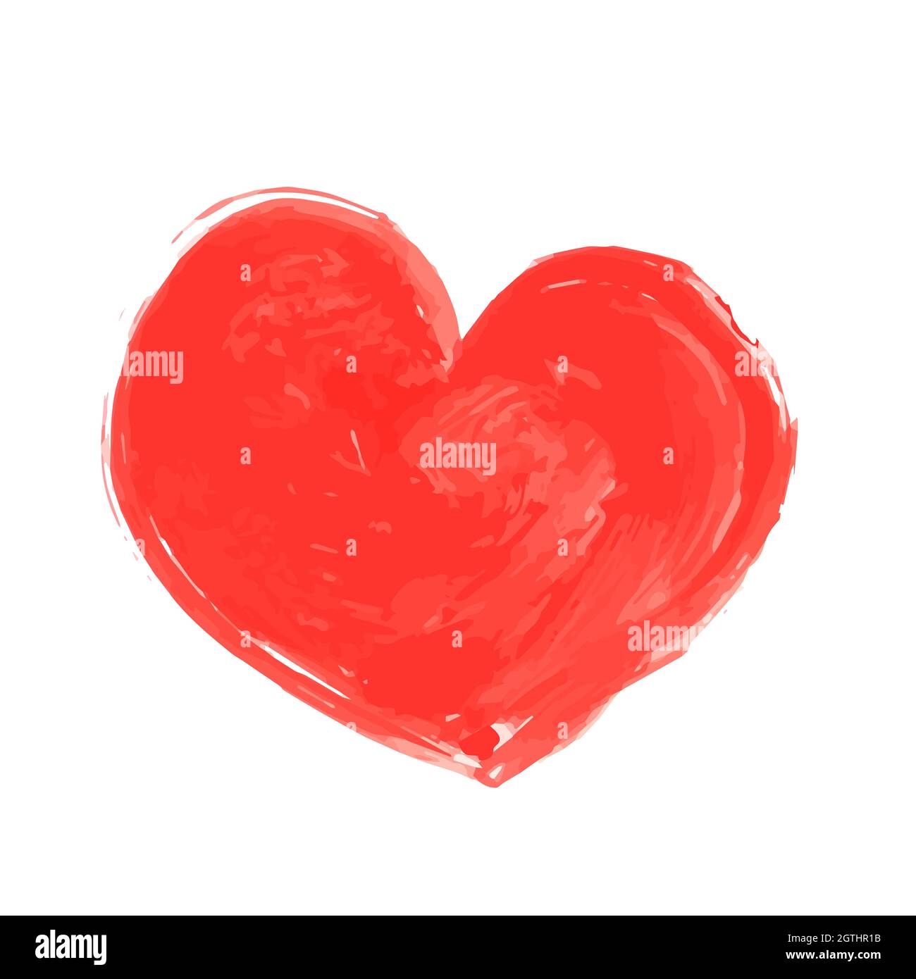 Hand painted red heart isolated on white. Watercolor or acrylic ...