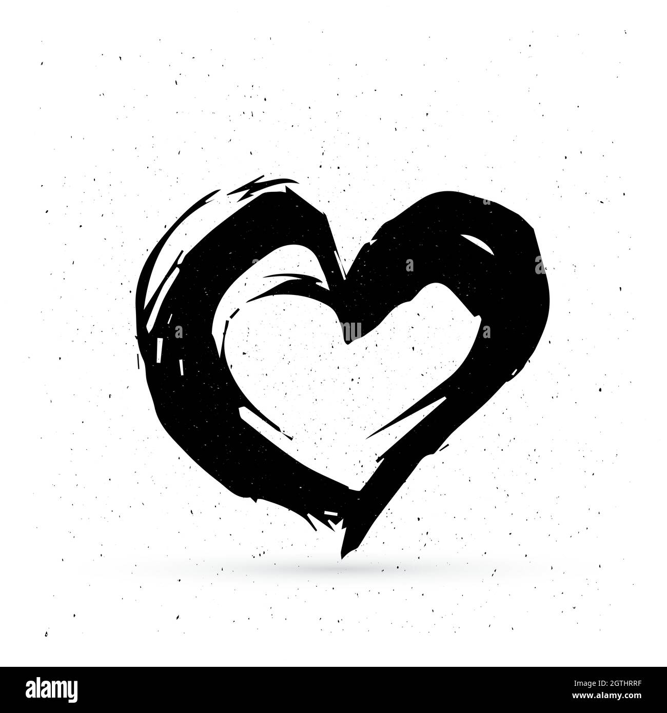 Hand drown heart. Black textured brush stroke. Grunge shape of heart ...