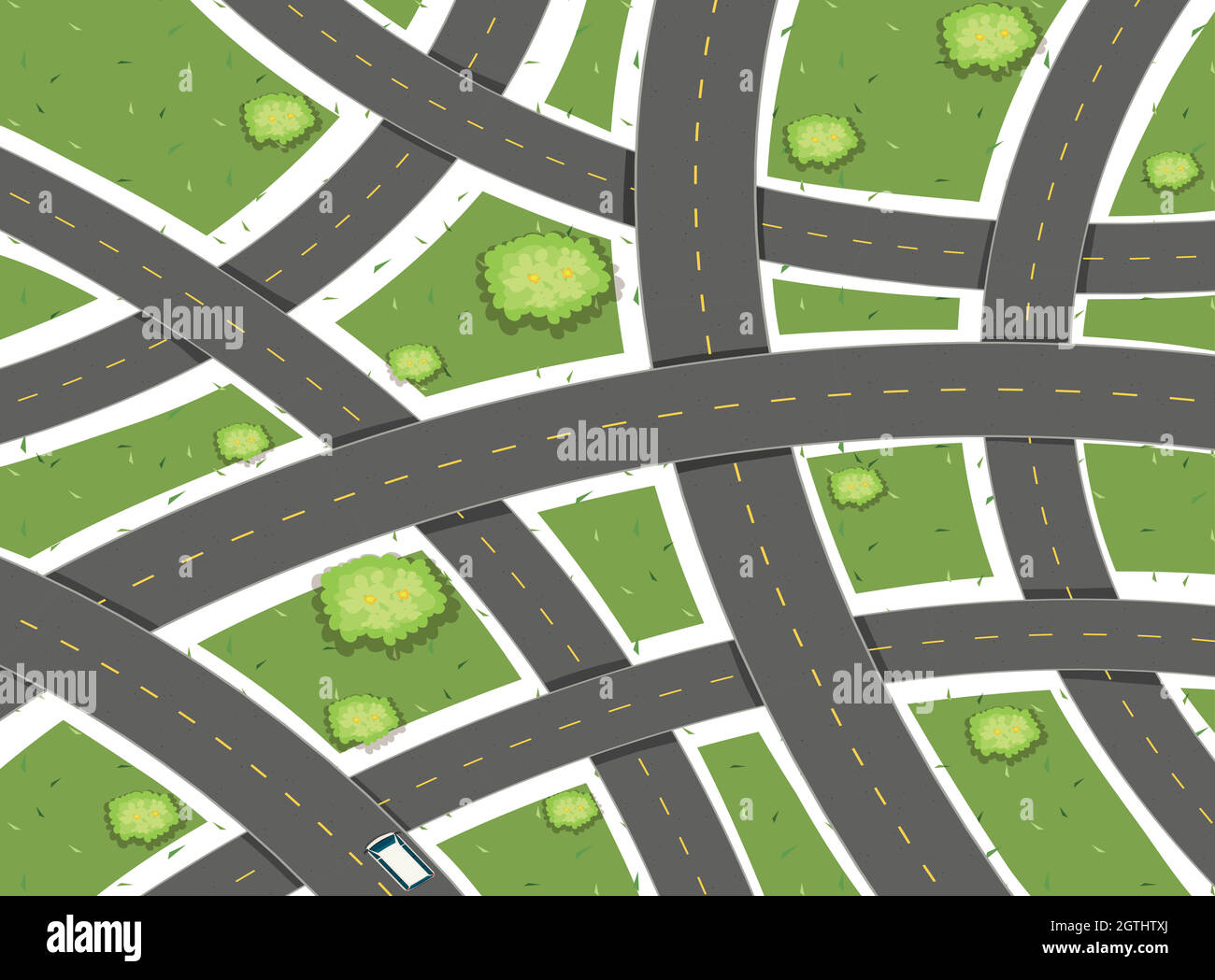 Aerial scene with roads and field Stock Vector Image & Art - Alamy