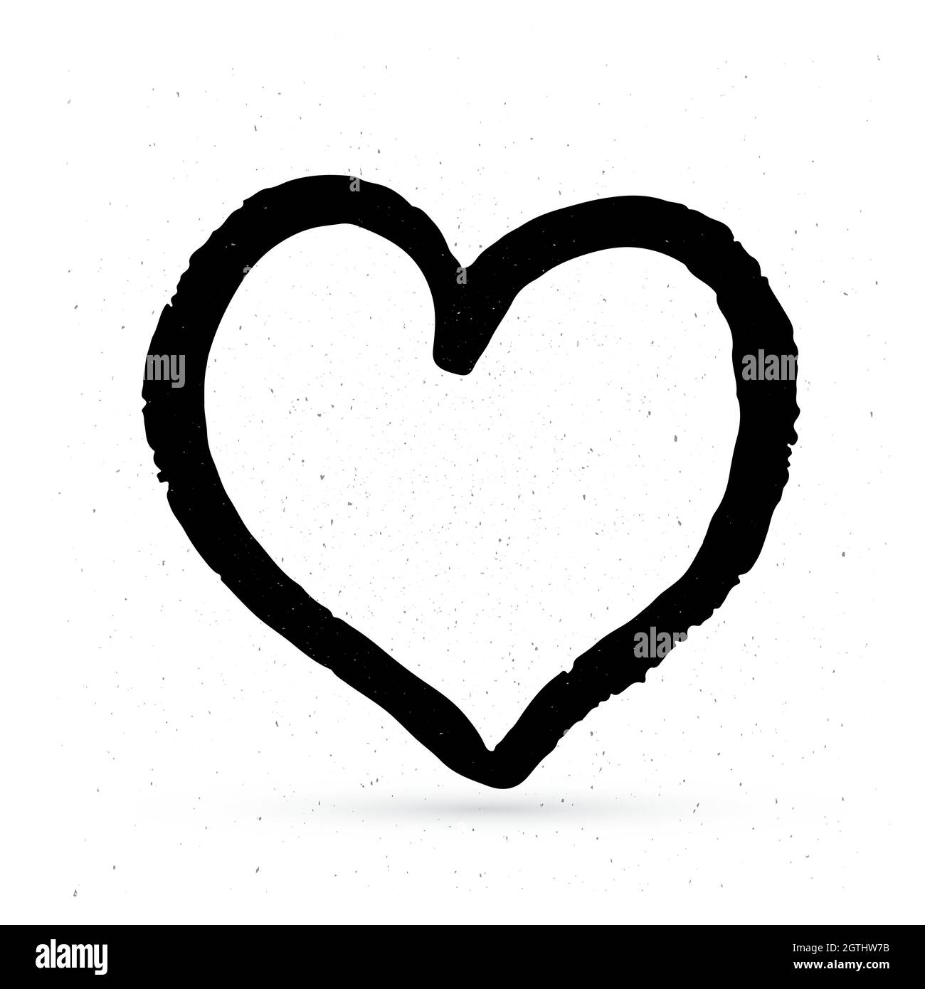 Hand drown heart on white background. Grunge shape of heart. Black ...