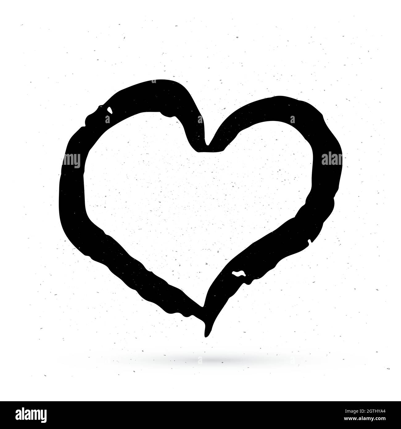 Hand drown heart on white background. Grunge shape of heart. Black ...