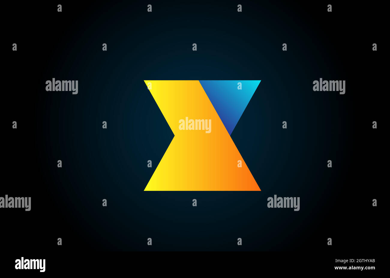 blue yellow X alphabet letter icon logo for company and business ...