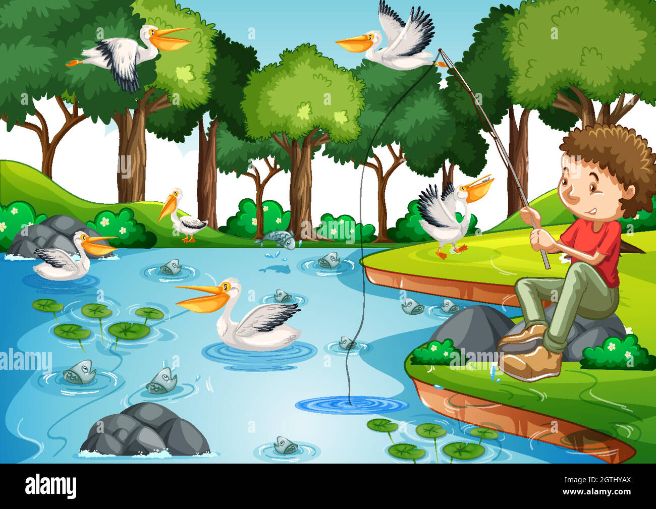 Man Fishing On Pond