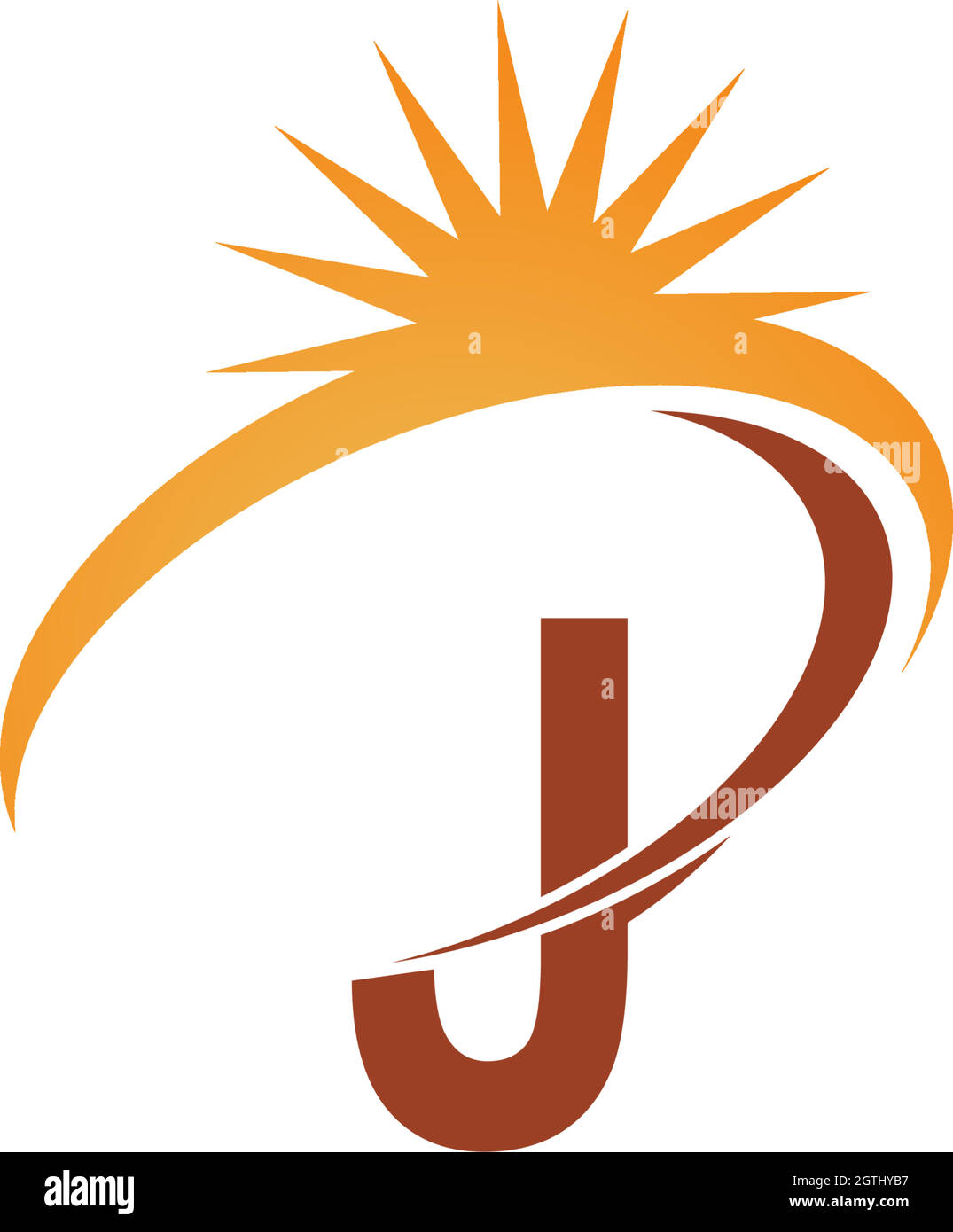 Letter J with sun ray icon logo design template illustration Stock ...