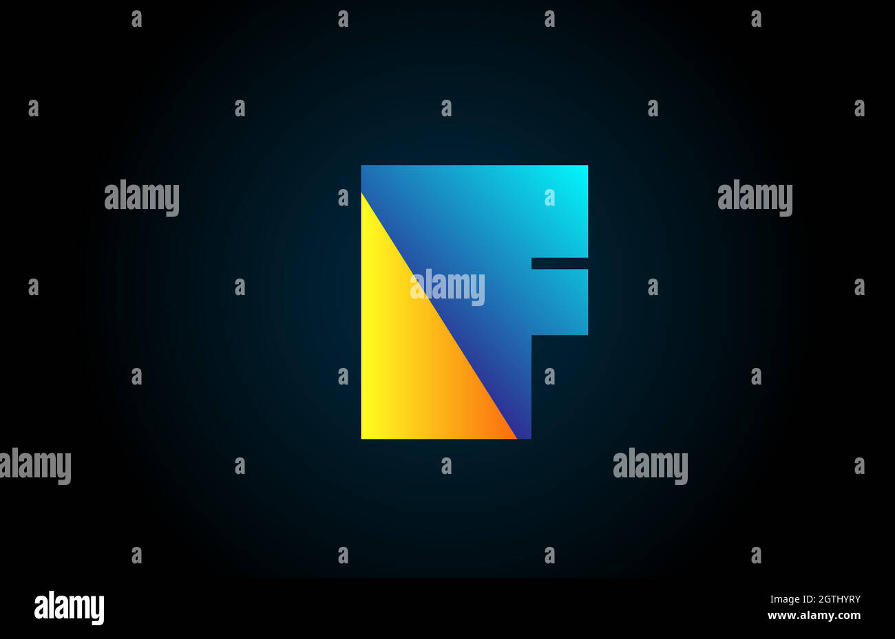 blue yellow F alphabet letter icon logo for company and business ...