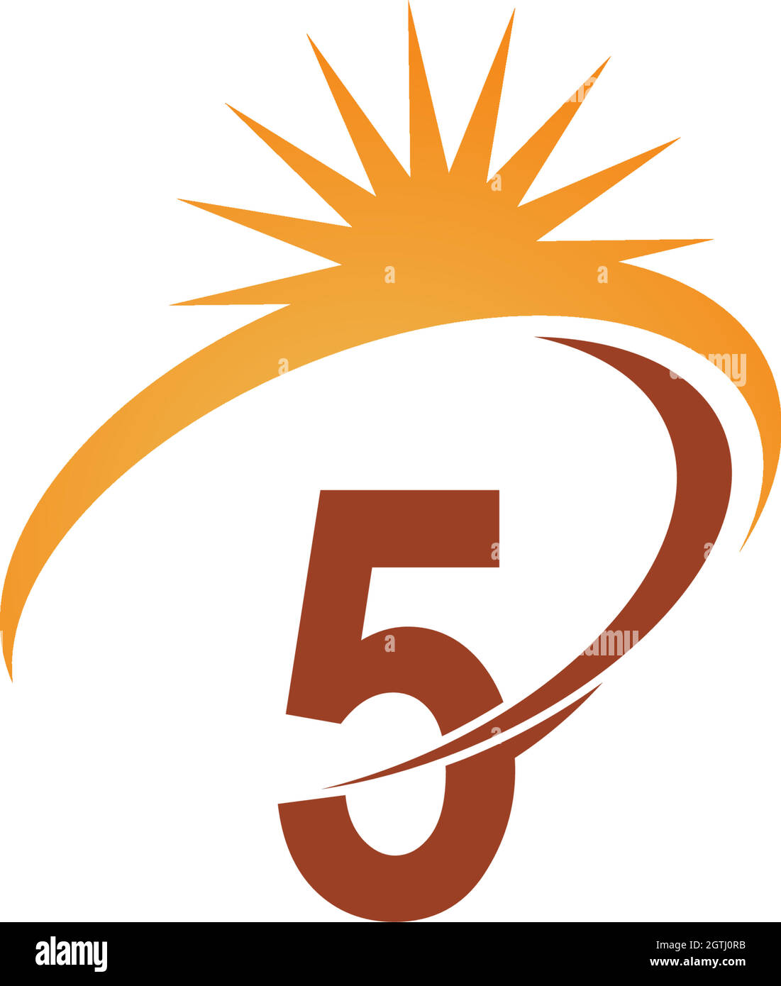 Number 5 with sun ray icon logo design template illustration Stock ...