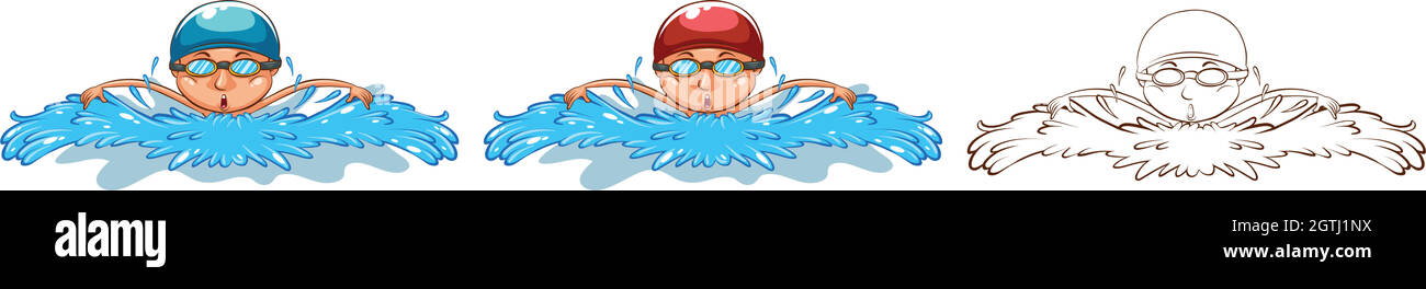 Doodle character for swimming Stock Vector Image & Art - Alamy