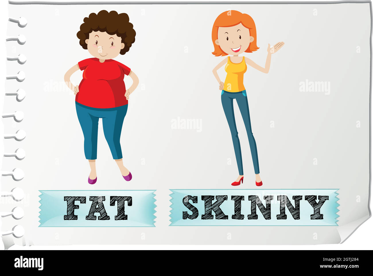 Opposite adjectives fat and skinny Stock Vector Image & Art - Alamy