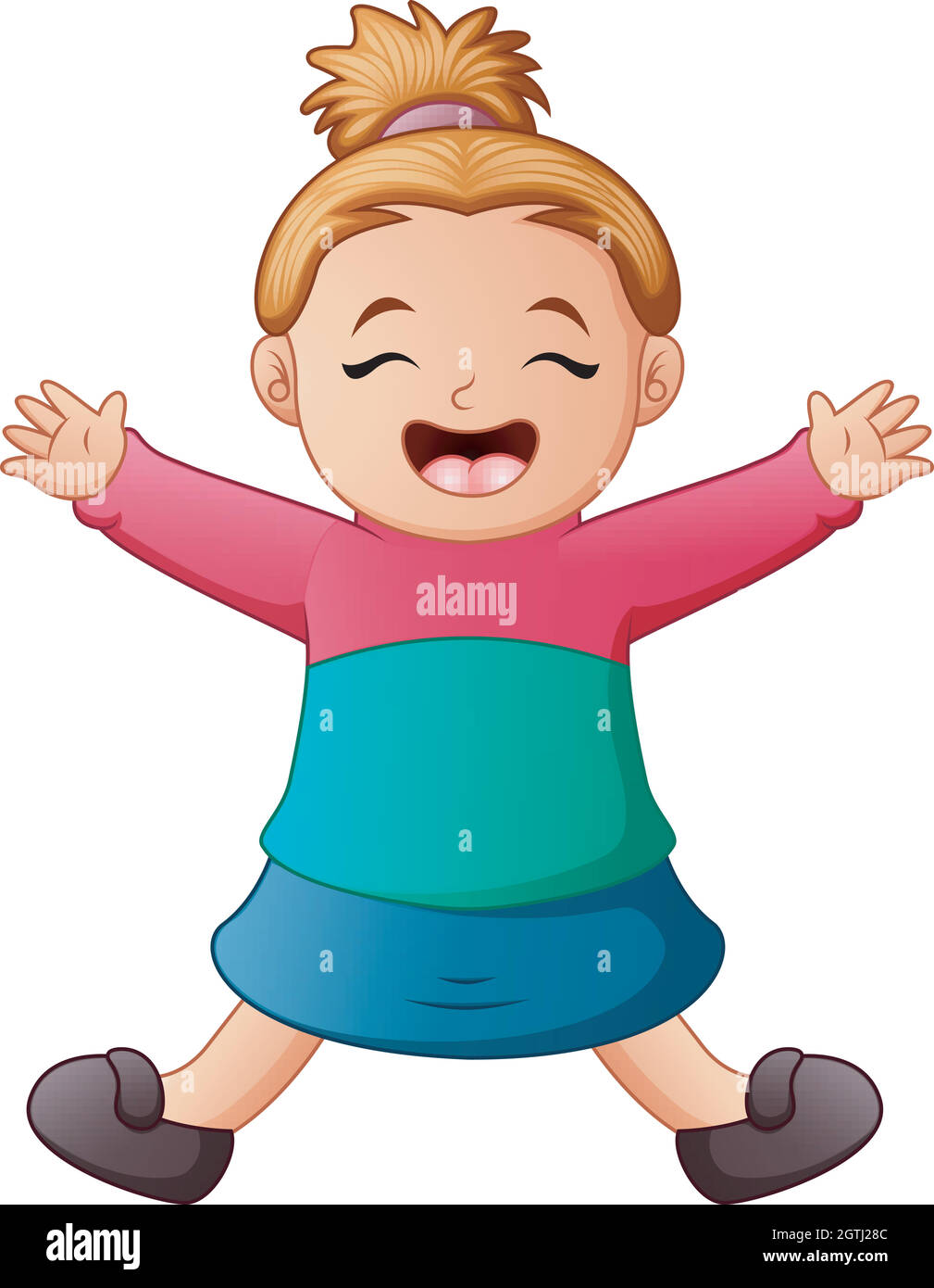 Cartoon happy girl jumping illustration Stock Vector Image & Art - Alamy