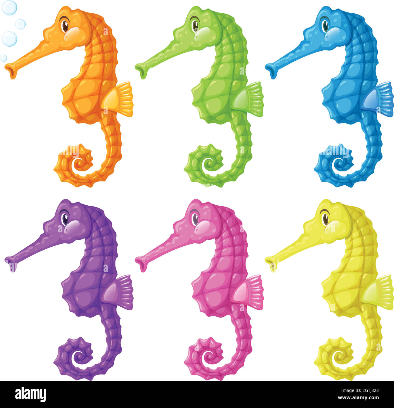Seahorses in six colors Stock Vector Image & Art - Alamy