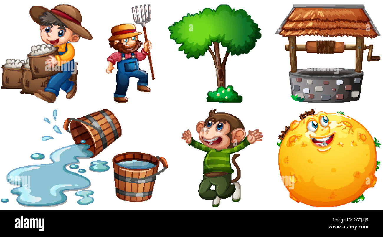 Set of different nursery rhyme character isolated on white background ...