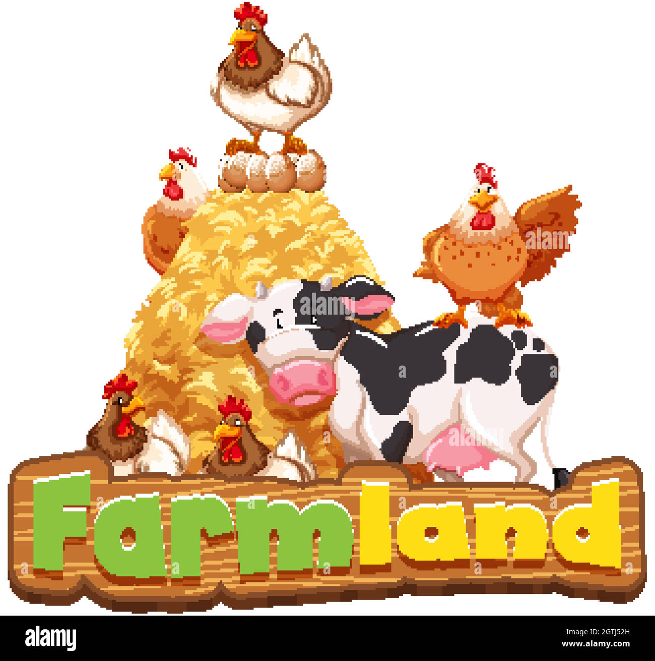 Font design for farmland with many farm animals Stock Vector Image ...