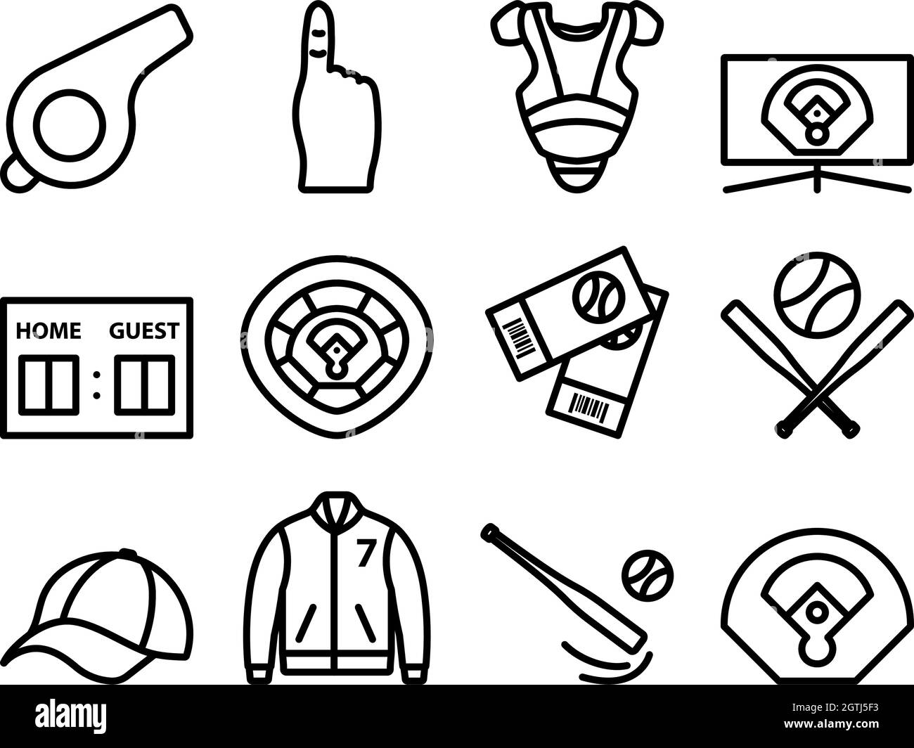 Baseball Icon Set Stock Vector Image & Art - Alamy