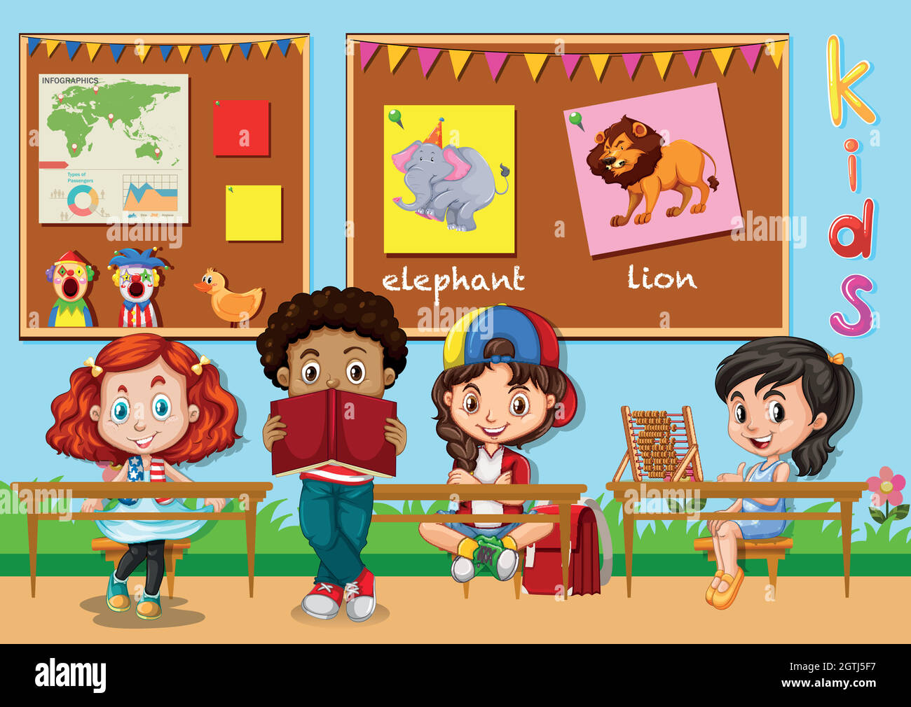 Children learning in classroom Stock Vector Image & Art - Alamy