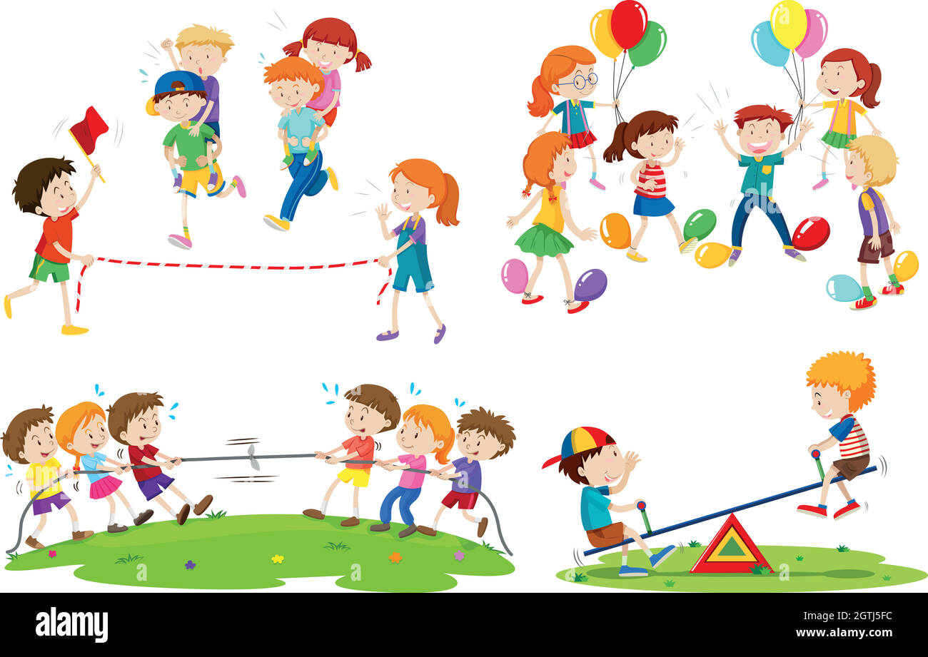 Children playing different games Stock Vector Image & Art - Alamy