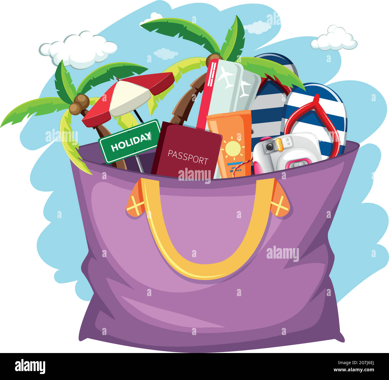Summer holiday object in the bag Stock Vector Image & Art - Alamy