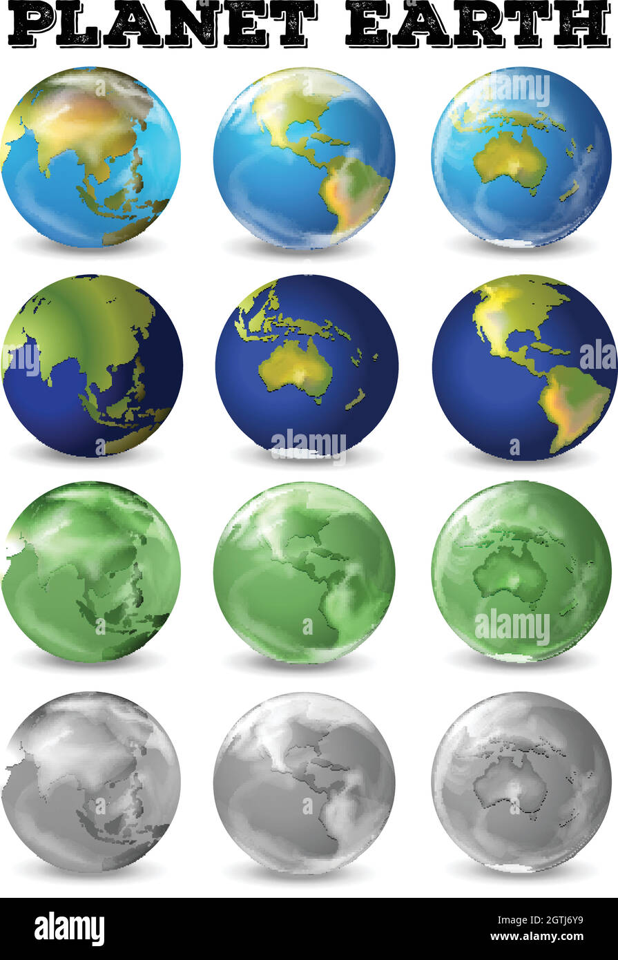 Group planet earth globe Stock Vector Images - Alamy