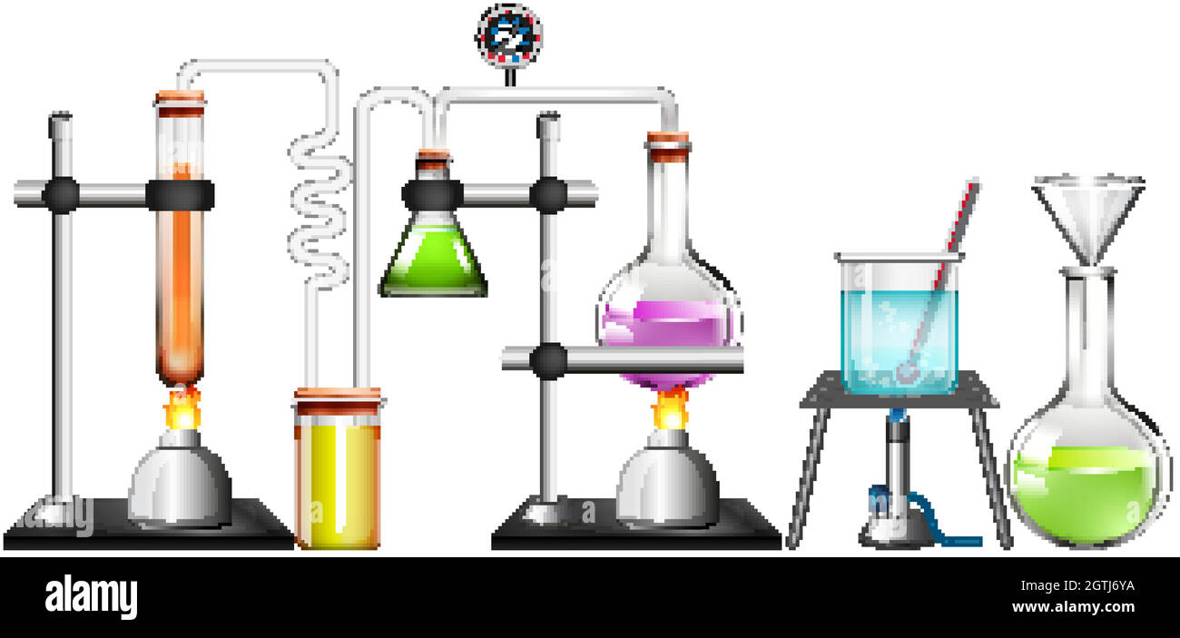 Set of science equipments on white background Stock Vector Image & Art ...