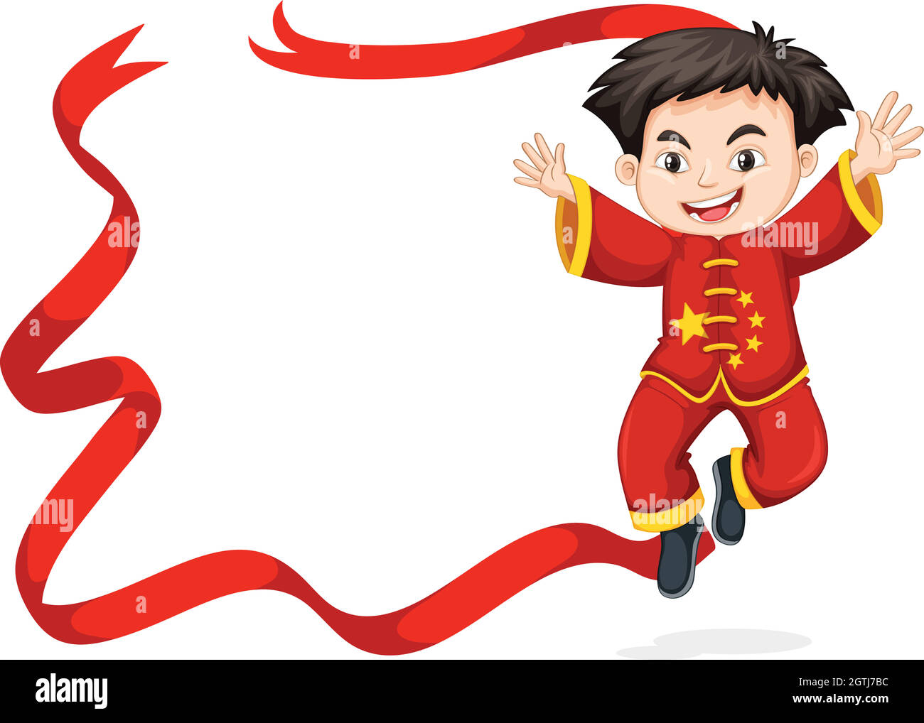 Frame design with Chinese boy jumping Stock Vector Image & Art - Alamy