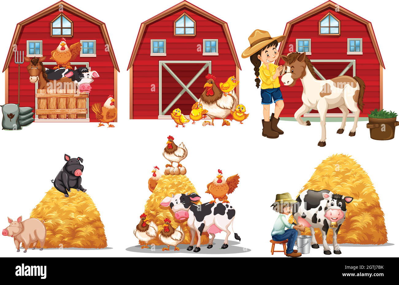 Farm girl cartoon animal Cut Out Stock Images & Pictures - Alamy