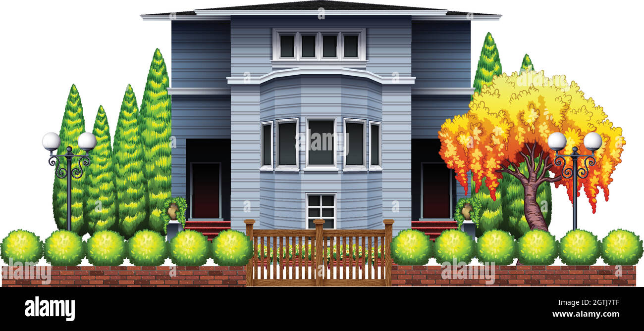 Wooden fence house home Stock Vector Images - Alamy