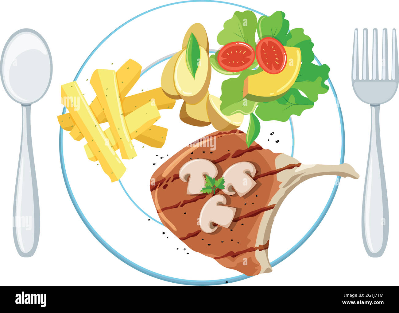 Steak chips plate Stock Vector Images - Alamy