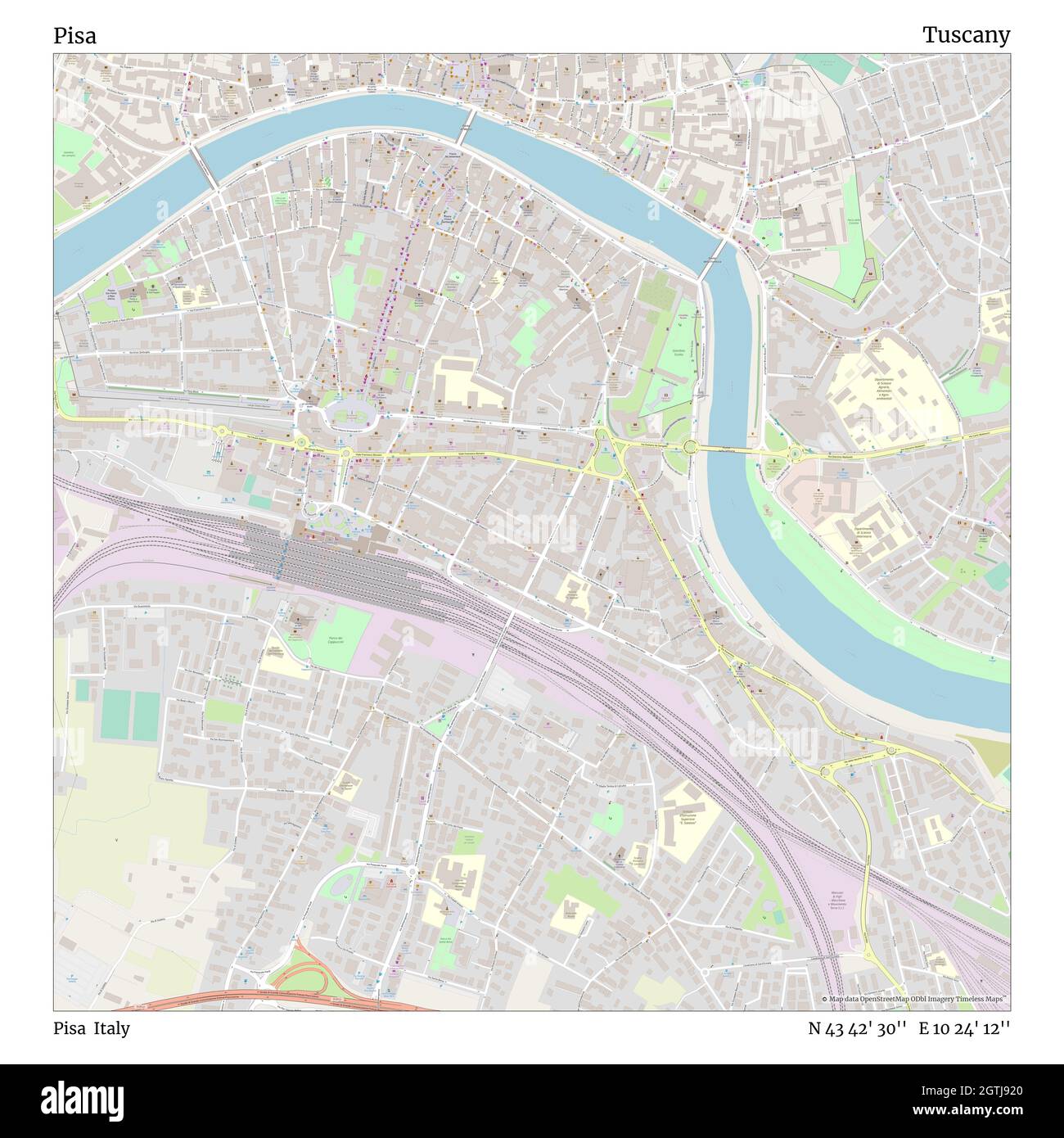 Pisa, Pisa, Italy, Tuscany, N 43 42' 30'', E 10 24' 12'', map, Timeless ...