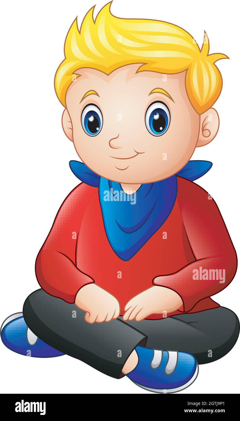 Cartoon boy sitting on floor hi-res stock photography and images - Alamy