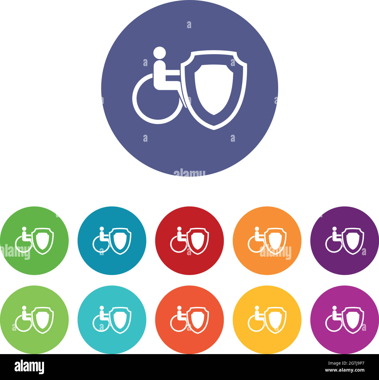 Wheelchair and safety shield set icons Stock Vector Image & Art - Alamy