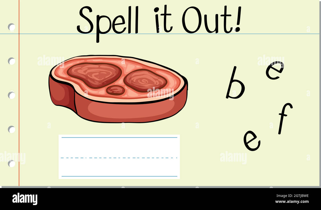 Spell English word beef Stock Vector Image & Art - Alamy
