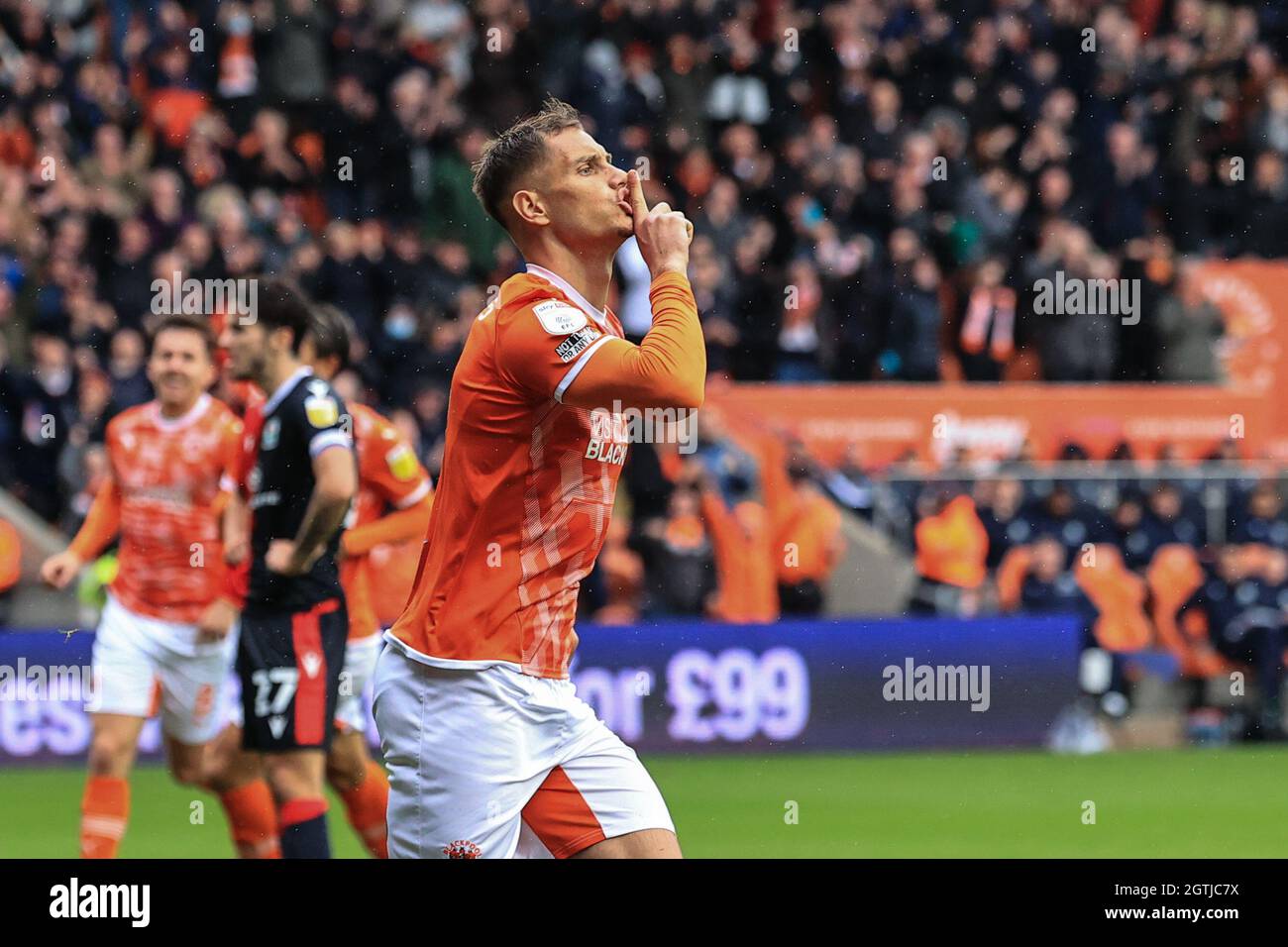 Jerry Yates #9 of Blackpool celebrates his goal to make it 2-0 Stock ...