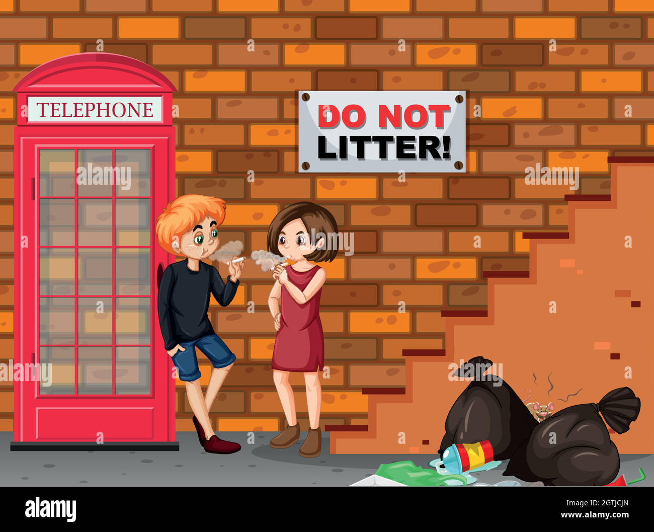 Young People Smoking Cartoon