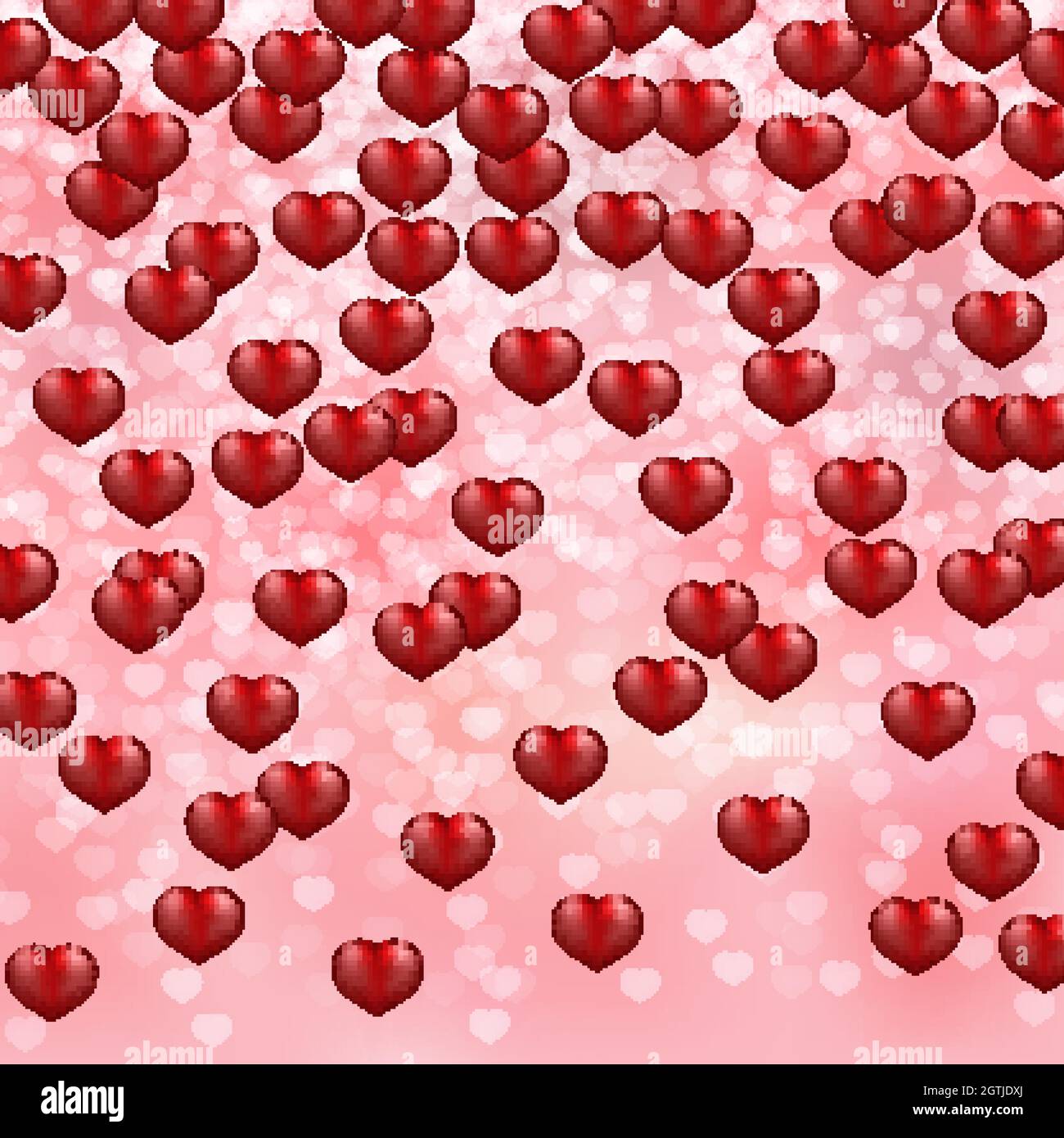 Falling hearts confetti on pink gradient background. Valentine s day ...