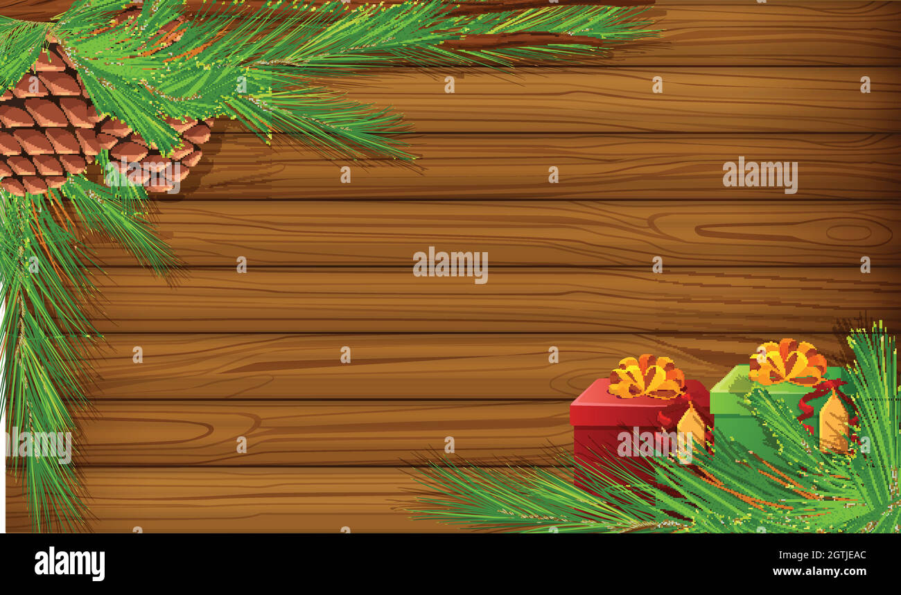 Wooden board with pinecone and presents Stock Vector Image & Art - Alamy