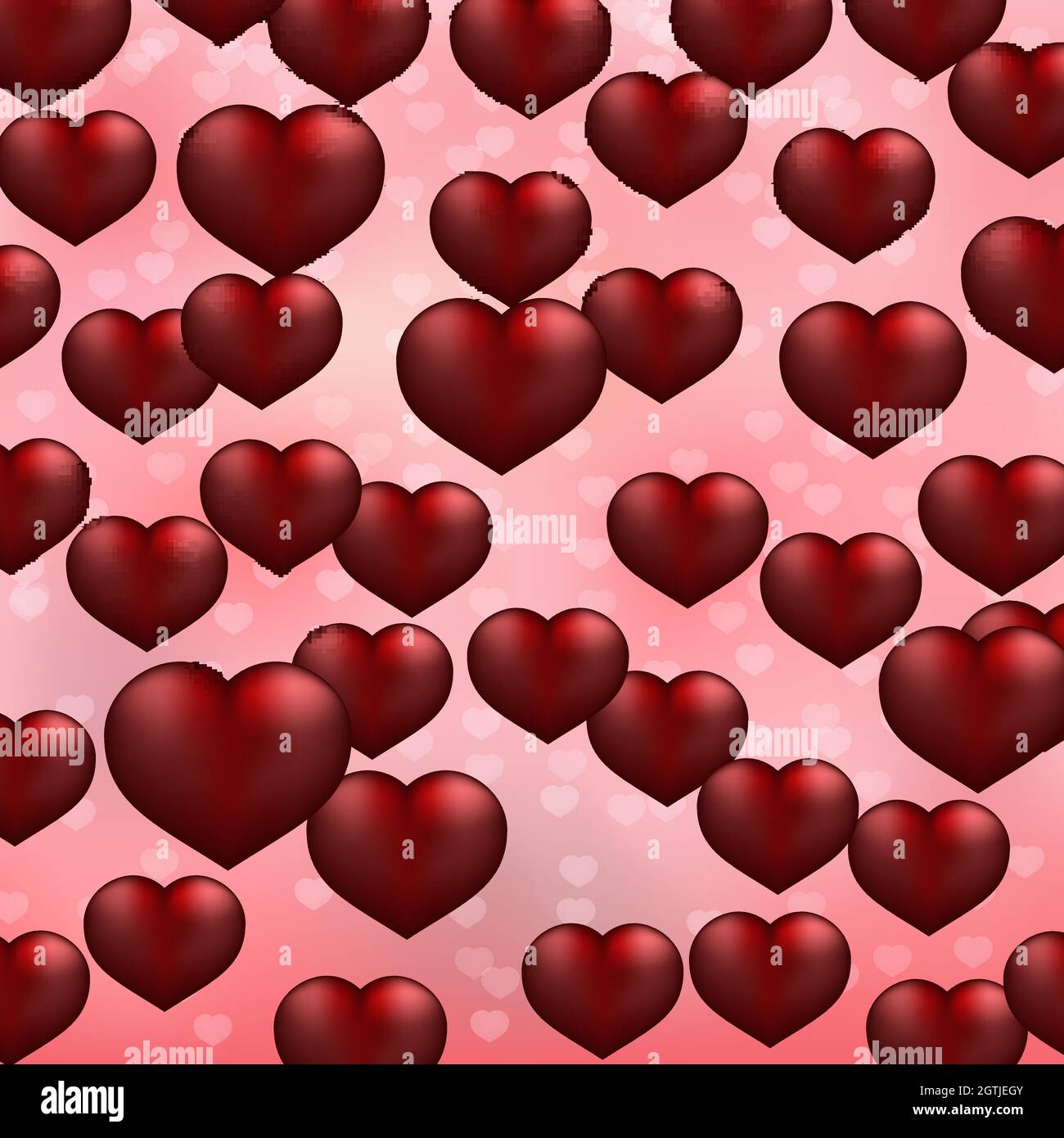 Realistic red hearts confetti on shiny pink gradient background ...