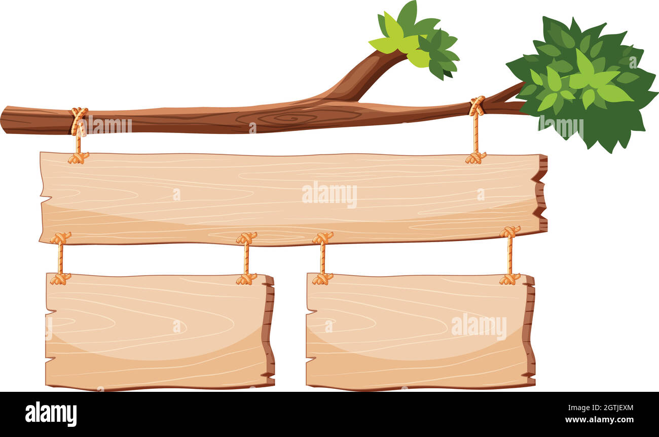Wooden banner on tree branch Stock Vector Image & Art - Alamy