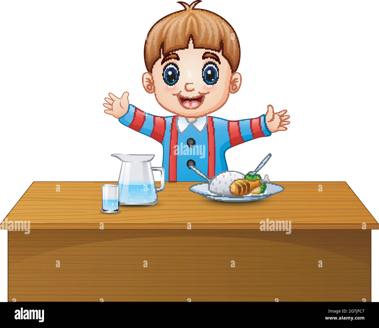 Cartoon Boy Dropping Lunch