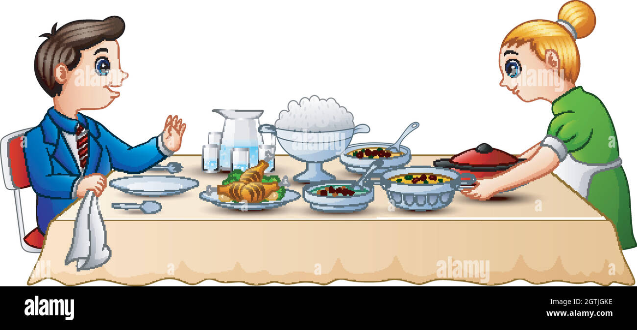 Man sitting at dining table Stock Vector Images - Alamy